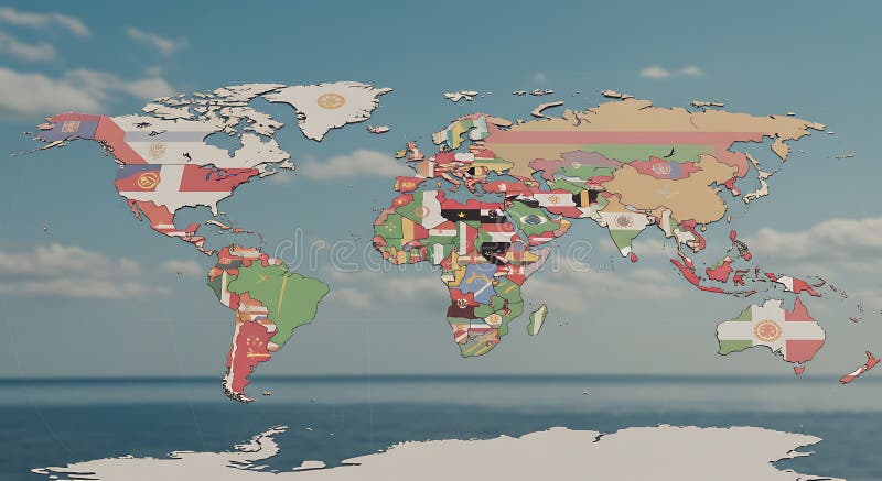 World Map with National Flags: a Global Perspective Stock Illustration ...