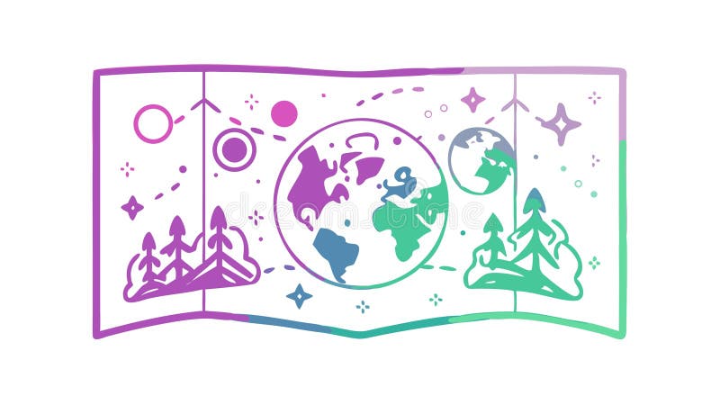 World Map with Natural Landmarks, Global Geography, Vector Design ...