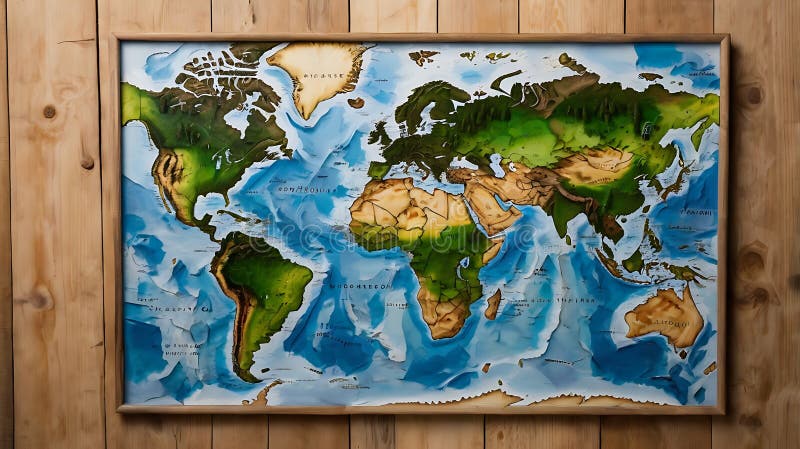 World Map with Nature: a Creative Blend of Geography and Beauty Stock ...