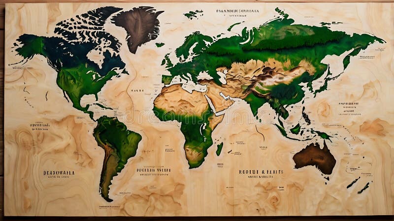 World Map with Nature: a Creative Blend of Geography and Beauty Stock ...