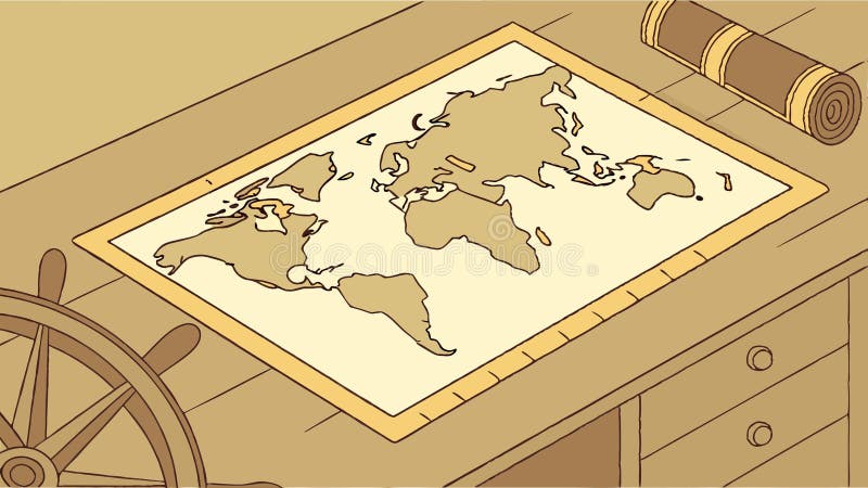 World Map with Nautical Compass, Vintage Travel Design Vector Design ...