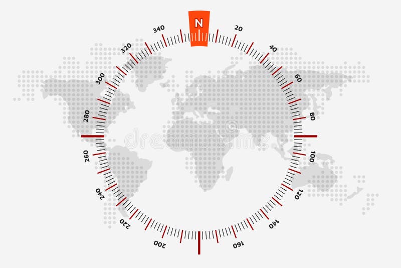 Globe World Map Compass Arrow Nautical Travel. America, Europe, Stock ...