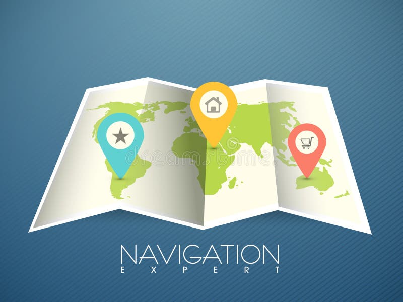 World Map with Navigation Pointers. Stock Illustration - Illustration ...
