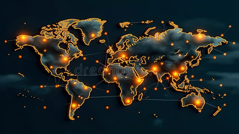 World map in neon light stock photo. Image of business - 298683044