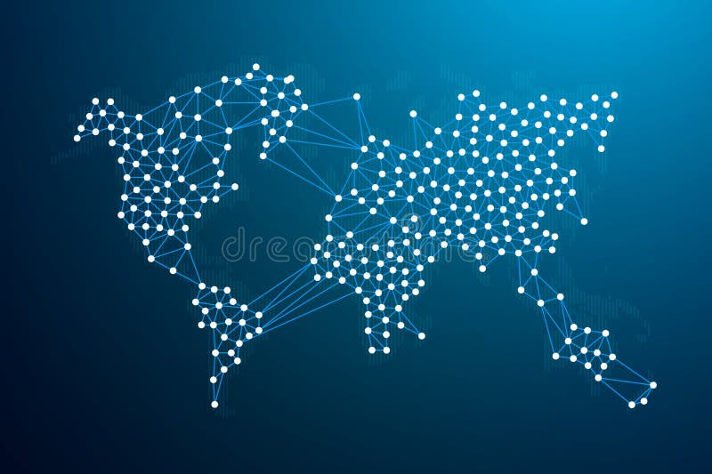 World Map Network. Blockchain Network Concept. Vector Illustration ...