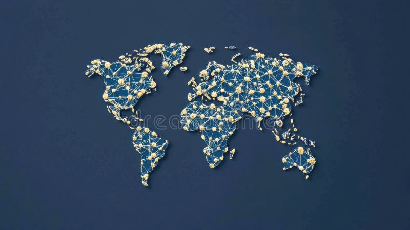 A World Map with a Network of Lines Connecting Countries. Stock Photo ...