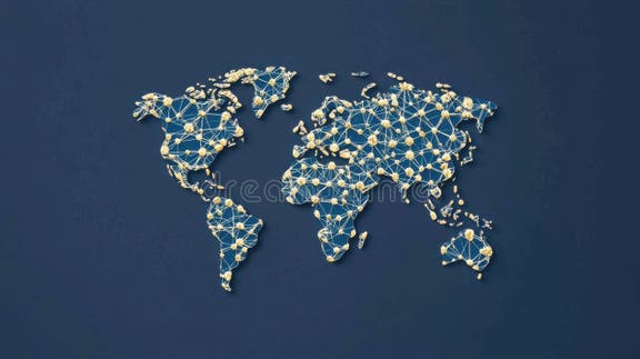 A World Map with a Network of Lines Connecting Countries. Stock Photo ...