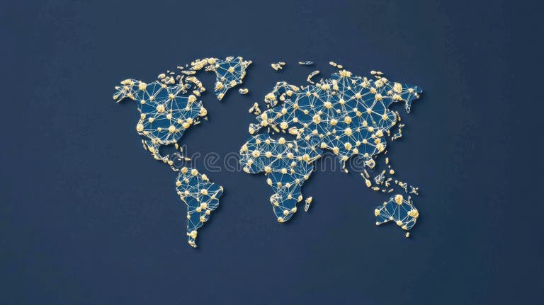 A World Map with a Network of Lines Connecting Countries. Stock Photo ...
