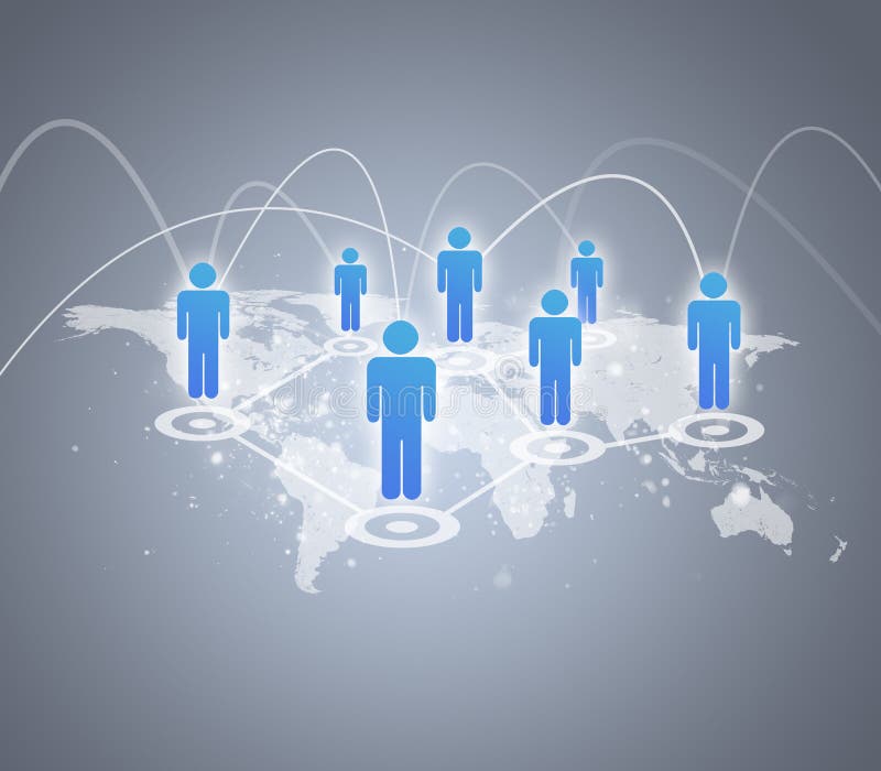 World Map with Network and People Icons Stock Illustration ...