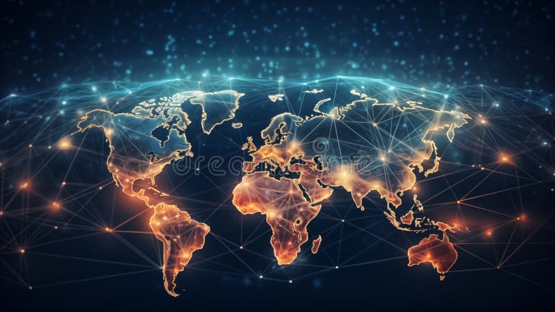 World Map with Network Structures Globalization Concept Stock ...