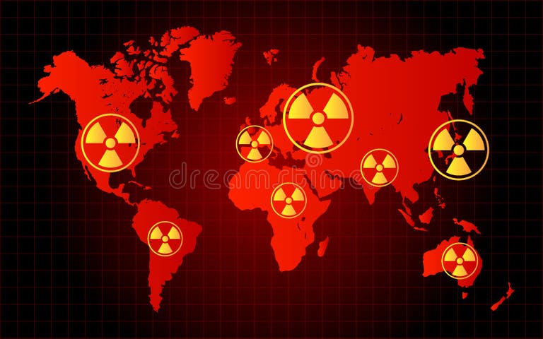 World Map Nuclear Waste Radioactive Hazard Zone Stock Vector ...