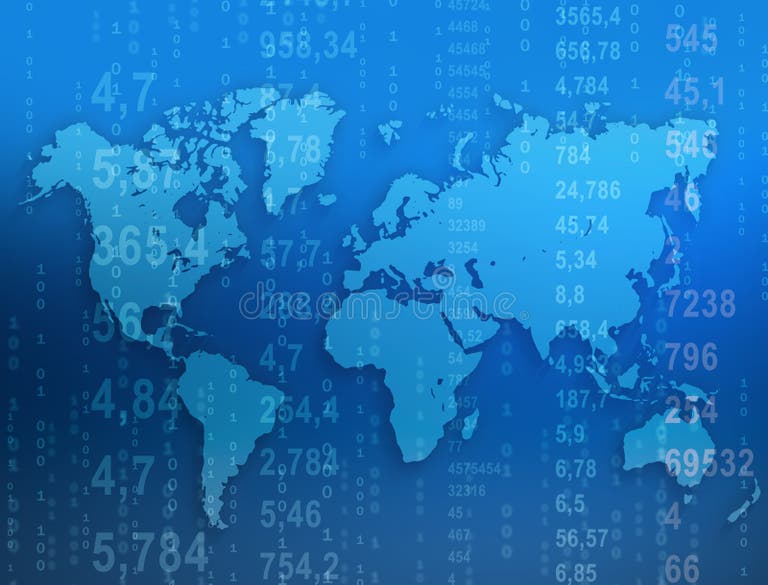 World Map with Numbers Located on a Blue Stock Illustration ...