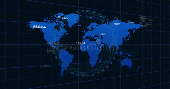 World Map with Numerical Data and Grid Lines, Global Statistics Image ...
