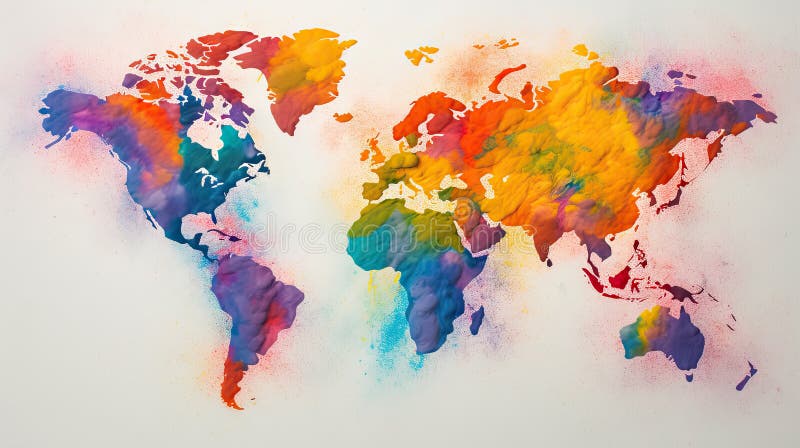 World Map Oil Paint Background. Generative AI Stock Illustration ...