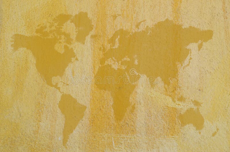World Map on Old Painted Concrete Wall. Stock Image - Image of crease ...