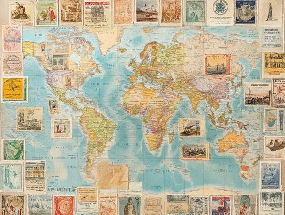 A World Map, Oriented North at Top, South at Bottom, Adorned with a ...