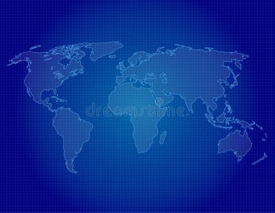 World Map Outline in blue stock vector. Illustration of world - 43061443