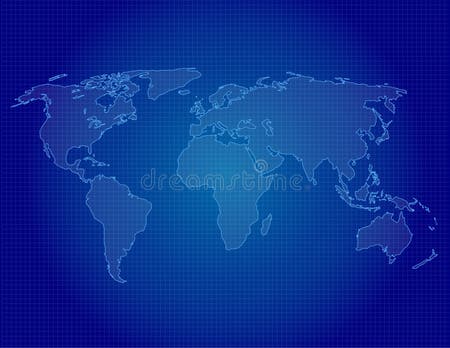 World Map Outline in blue stock vector. Illustration of world - 43061443