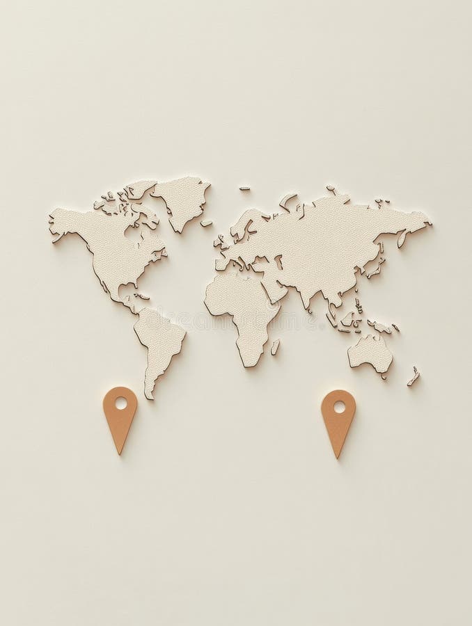 A World Map Outline Features Highlighted Pins To Mark Significant ...