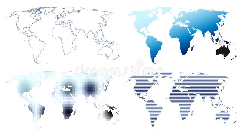 World Map - Outline, Gradient, Dotted and Lines Stock Vector ...