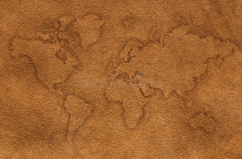 World Map Outline on Brown Fabric Stock Illustration - Illustration of ...
