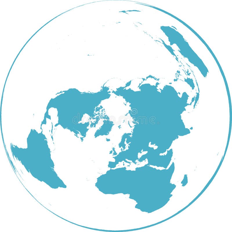 World Map with Outline in North Pole Lambert Azimuthal Equal Area ...