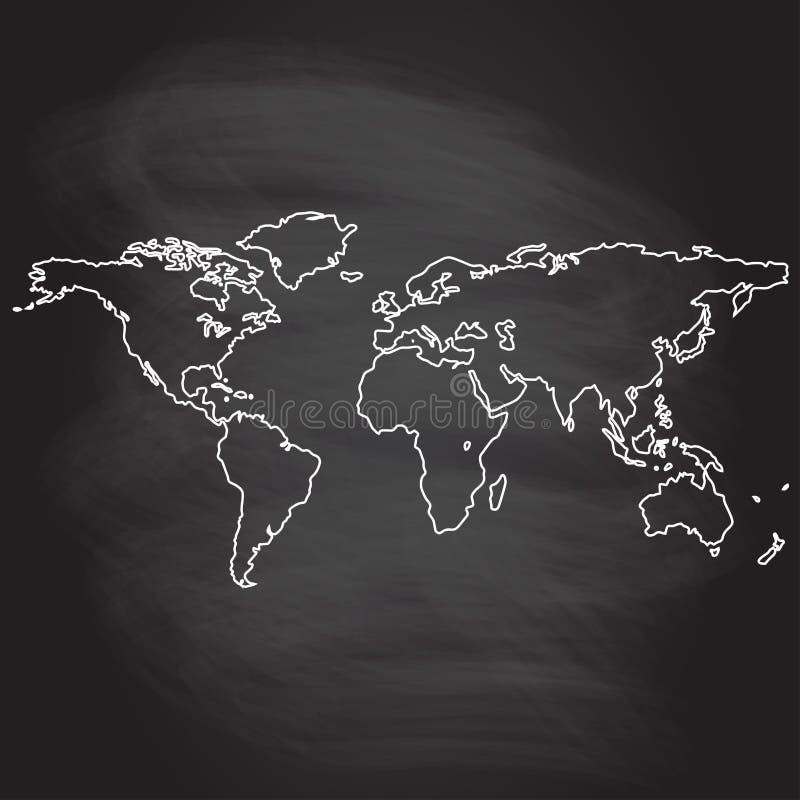 World Map Chalk Drawing Blackboard Stock Illustrations – 393 World Map ...