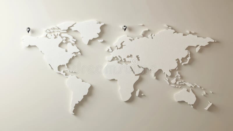 A World Map Outline Showcases Notable Travel Destinations Marked with ...