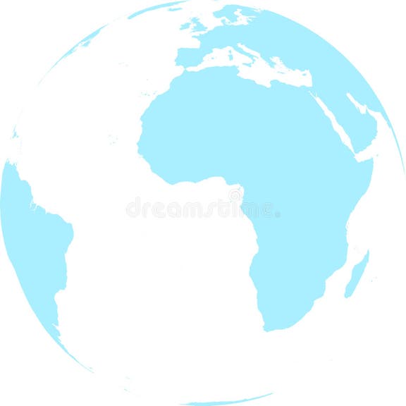 World Map with Outline in World Vertical Perspective Coordinate System ...