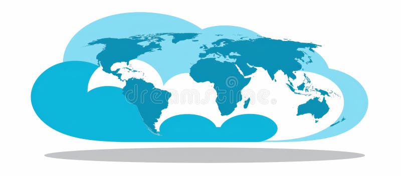 World Map Over Clouds a Visual Representation of Global Connectivity ...