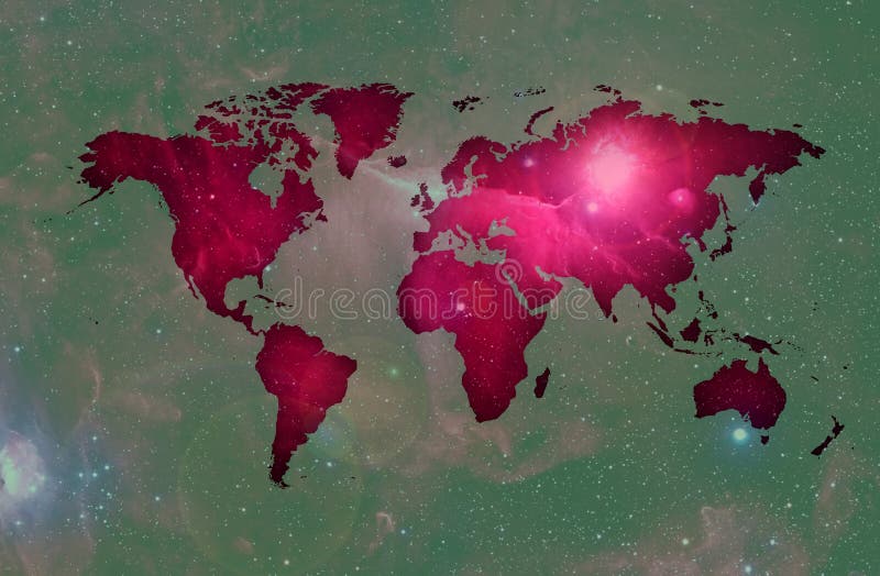 World Map Over Spatial Background. Stock Illustration - Illustration of ...