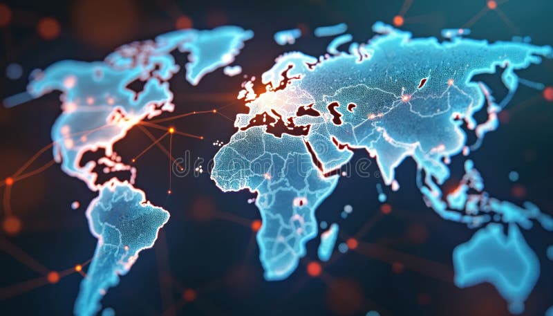 Interconnected Communication Lines on Globe for Global Reach, Online ...