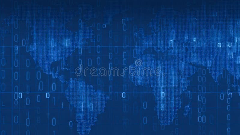 World Map with Binary Code Creating a Futuristic Digital Aesthetic in ...