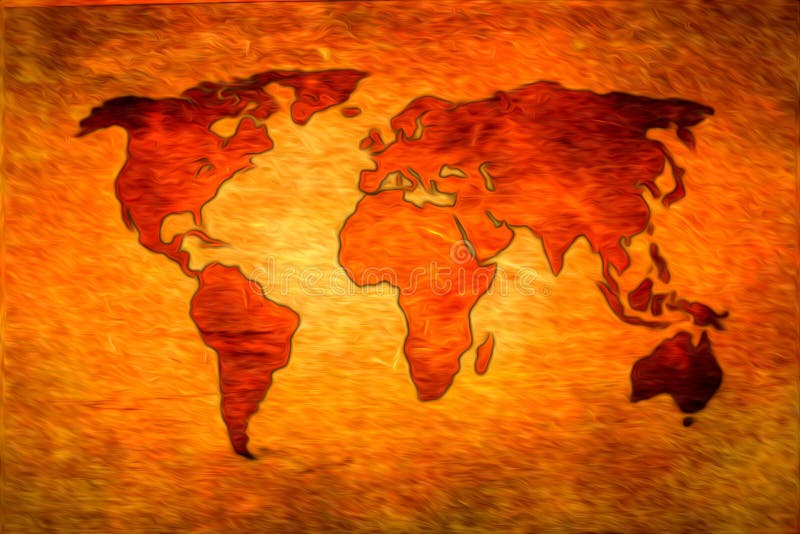 World map paint design art stock illustration. Illustration of historic ...