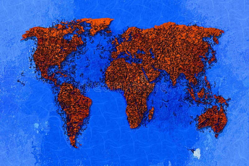 World map paint design art stock illustration. Illustration of ...
