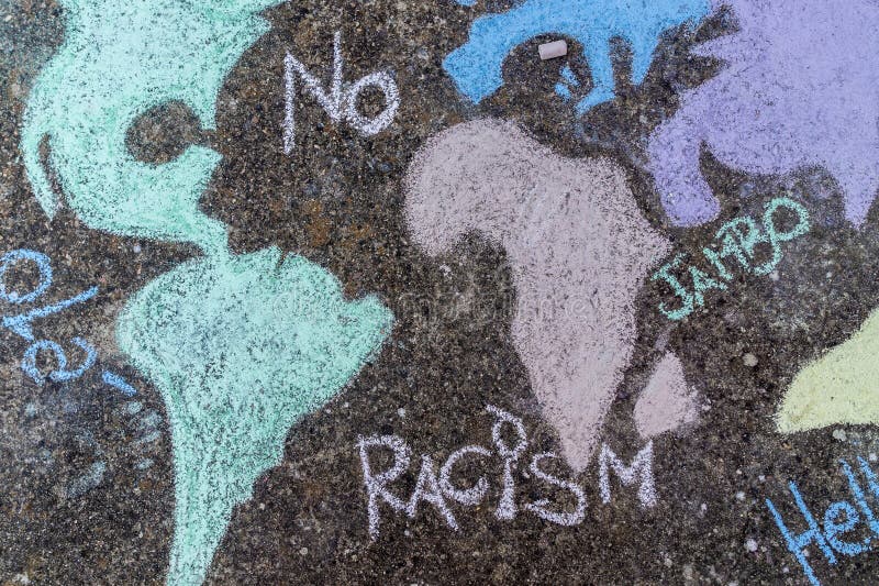 World Map Painted on the Floor in the Street with Colored Chalks with ...