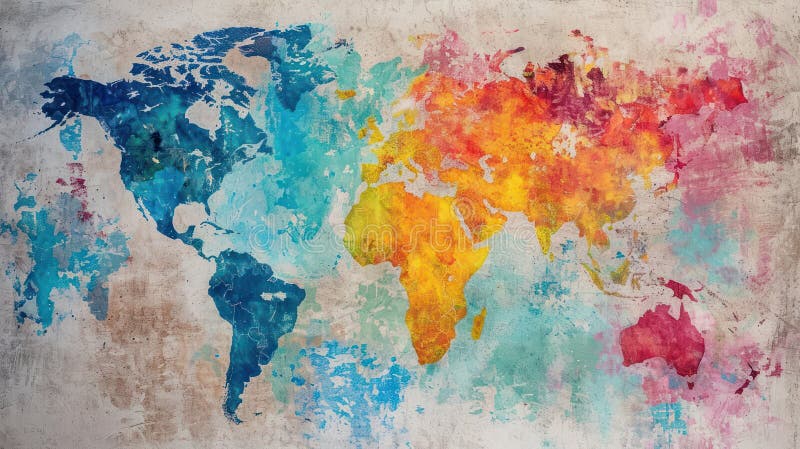 World Map Painted on Wall, a Large-Scale Representation for Geographic ...