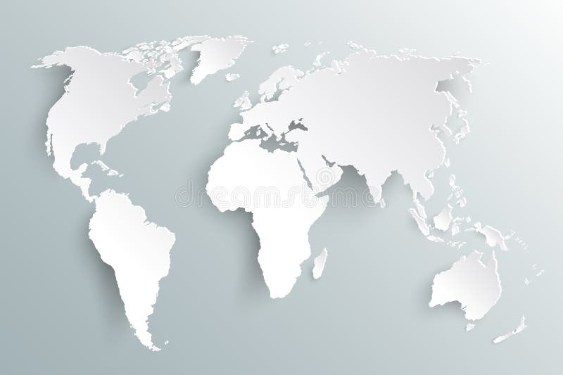 World Map Paper. Political Map of the World on a Gray Background Stock ...