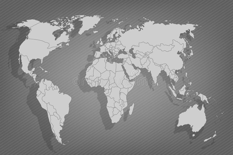 World Map Paper. Political Map of the World on a Gray Background Stock ...