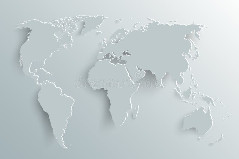 World Map Paper. Political Map of the World on a Gray Background Stock ...