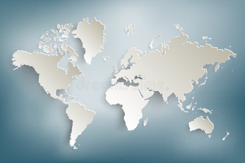 World Map Paper. Political Map of the World on a Gray Background Stock ...