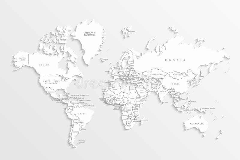 World Map Paper. Political Map of the World on a Gray Background Stock ...