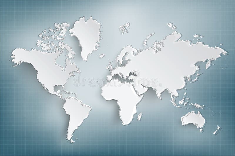 World Map Paper. Political Map of the World on a Gray Background Stock ...