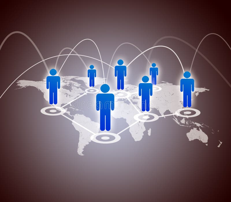 World Map with People Icons Stock Illustration - Illustration of ...