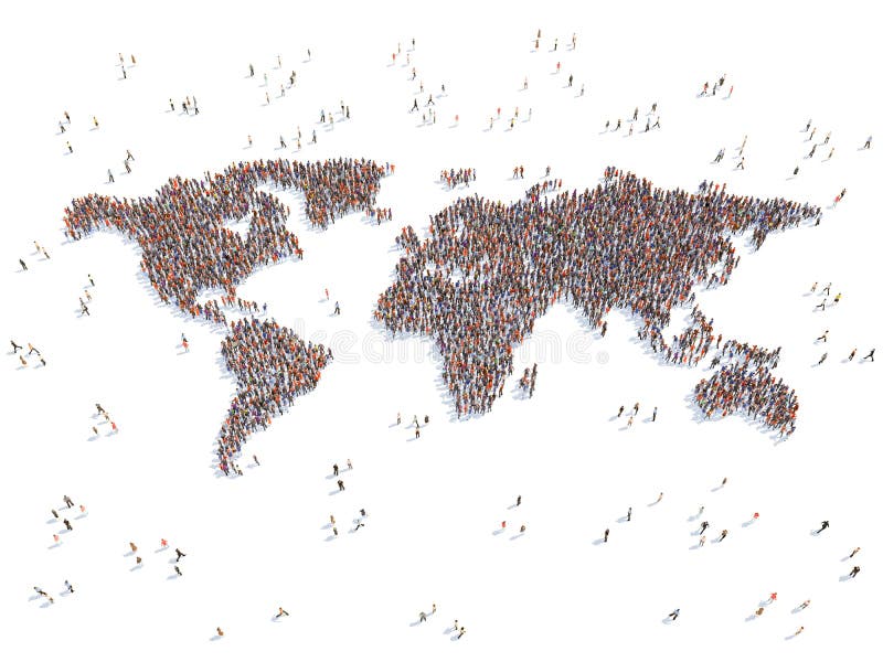 Large Group of People Standing in the Form of a World Map Stock ...
