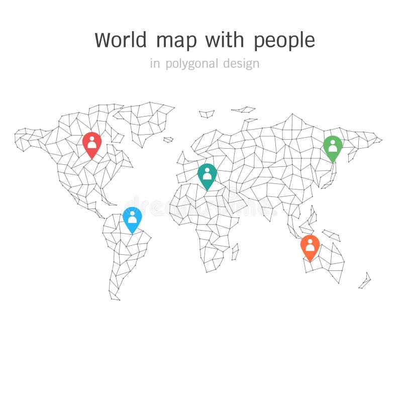 World Map with People in Polygonal Design. Elements of Info Gra Stock ...