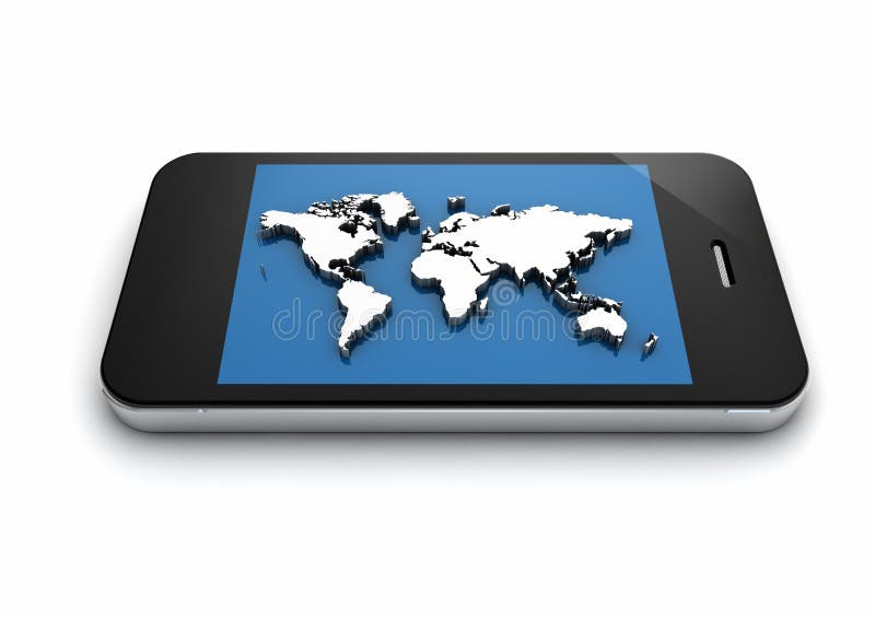 World map phone stock illustration. Illustration of global - 31382502