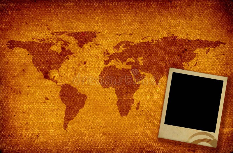 World map and photo frame stock photo. Image of copy, empty - 3607116