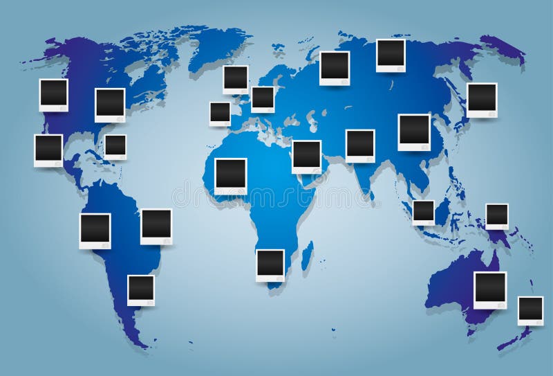 World Map and Photo Frames. Stock Vector - Illustration of australia ...