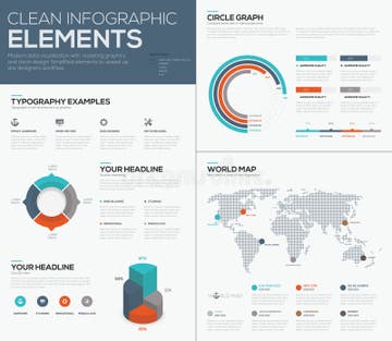 World Map and Pie Chart Data Visualization Vector Infographics Stock ...